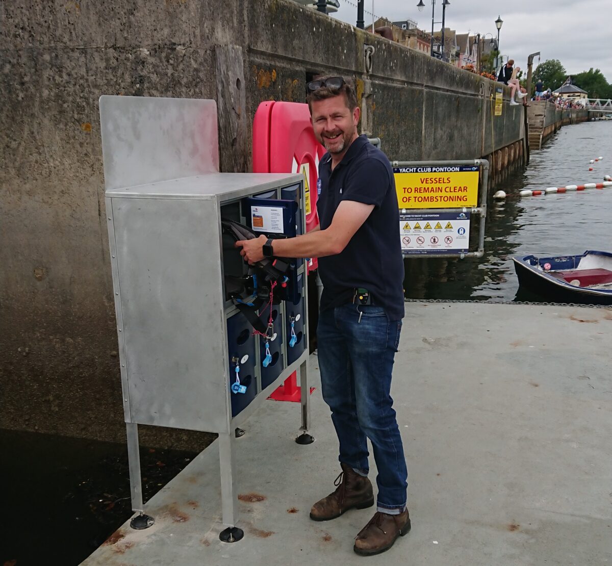RNLI Life Jacket Lockers installed on the Dart yacht club pontoon ...